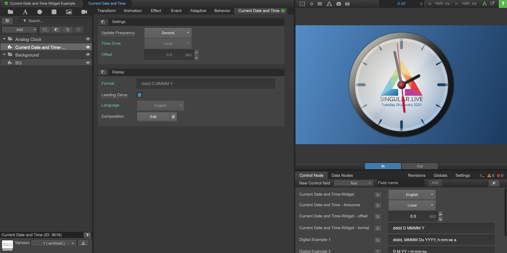 Current Date And Time Widget Singular live Support Portal